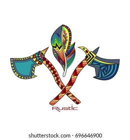Rustic Decorative Illustration Two Crossed Tomahawks Stock Vector ...