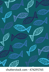 Rustic Decorative Lace Fish Seamless Pattern Stock Vector (Royalty Free ...