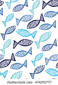 Rustic Decorative Lace Fish Seamless Pattern Stock Vector (Royalty Free ...