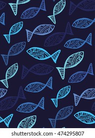 Rustic Decorative Lace Fish Seamless Pattern Stock Vector (Royalty Free ...