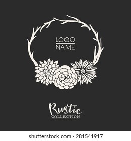 Rustic Premade Typographic Logo Template Flowers Stock Vector (Royalty ...