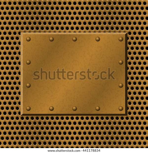 Rusty Perforated Metal Background Plate Rivets Stock Vector (Royalty ...