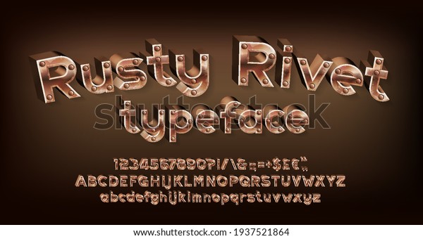 Rusty Rivet Alphabet Font Steampunk 3d: เวกเตอร์สต็อก (ปลอดค่าลิขสิทธิ์ ...