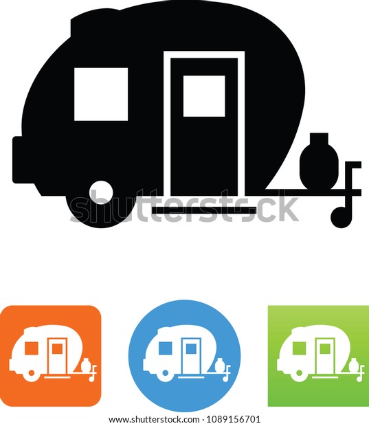 Rv Camper Trailer Icon Stock Vector (Royalty Free) 1089156701