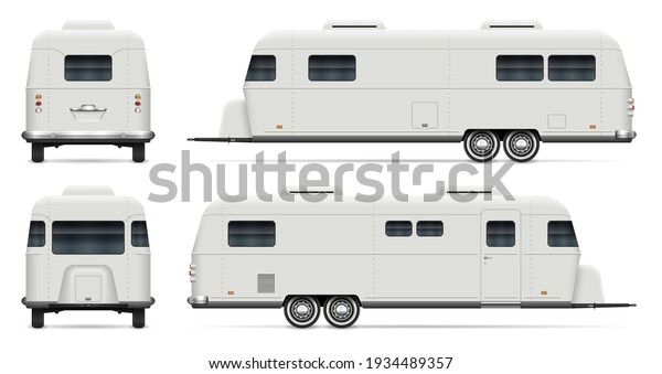Rv Camping Trailer Vector Mockup On Stock Vector (Royalty Free ...