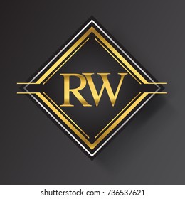 Rw Letter Logo Square Shape Gold Stock Vector (Royalty Free) 736537621 ...