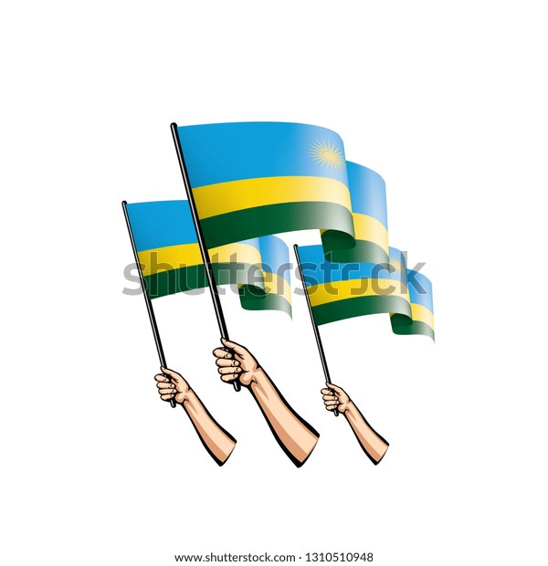 Rwanda Flag Hand On White Background Stock Vector (Royalty Free) 1310510948