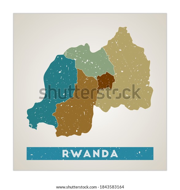 Rwanda Map Country Poster Regions Old Stock Vector (Royalty Free ...