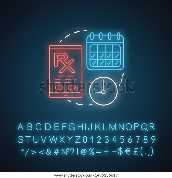 Rx Medication Intake Reminder Neon Light Stock Vector (Royalty Free ...