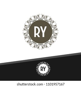 Ry Initial Logo Luxury Ornament Crown Stock Vector (Royalty Free ...