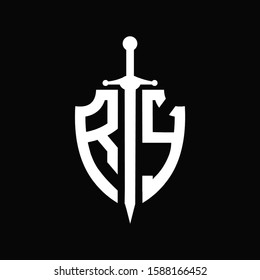 Ry Logo Shield Shape Sword Stock Vector (Royalty Free) 1588166452 ...