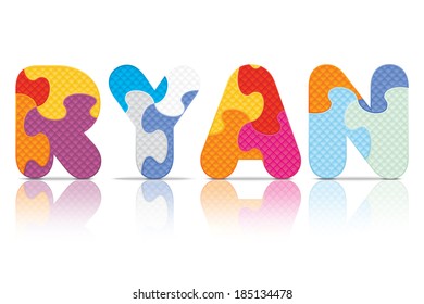 Ryan Written Alphabet Puzzle Vector Illustration Stock Vector (Royalty ...