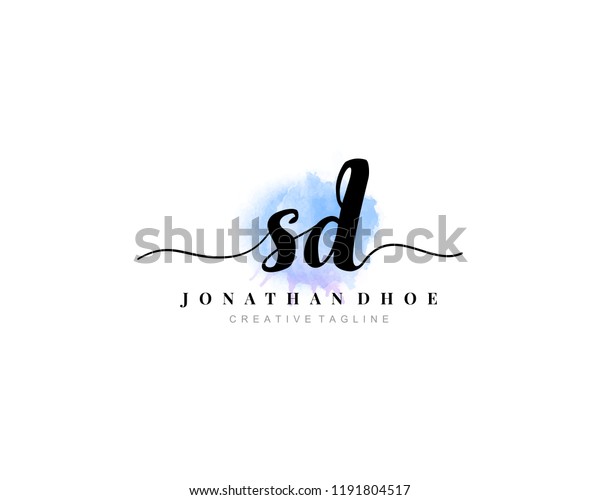 S D Sd Initial Watercolor Logo Stock Vector (Royalty Free) 1191804517