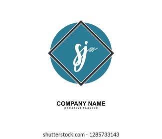 S J Initial Handwriting Logo Template Stock Vector (Royalty Free ...