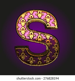 S Vector Violet Letter Gold Stock Vector (Royalty Free) 276828194