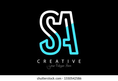 Sa Letter Design Logo Concept Blue Stock Vector (Royalty Free ...