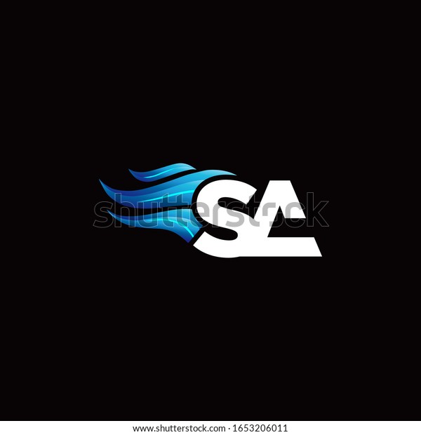 Sa Monogram Logo Blue Fire Style Stock Vector (Royalty Free) 1653206011 ...