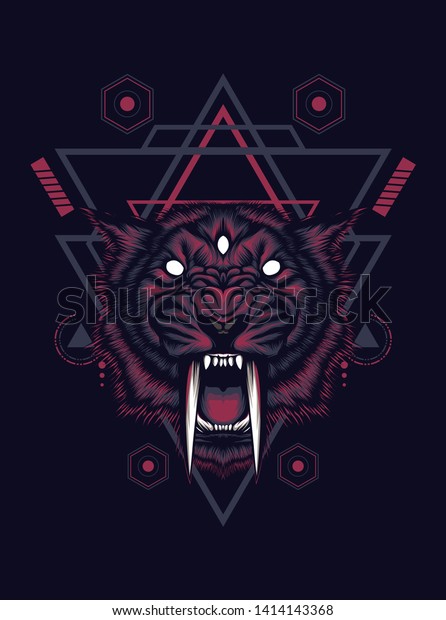 Saber Tooth Head Sacred Geometry Pattern Stock Vector (Royalty Free ...