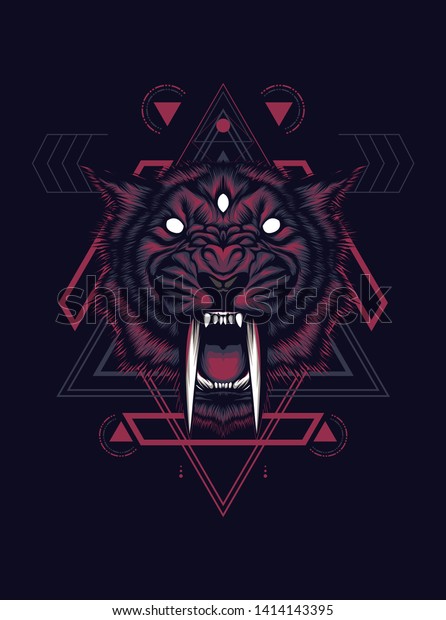 Saber Tooth Head Sacred Geometry Pattern Stock Vector (Royalty Free ...