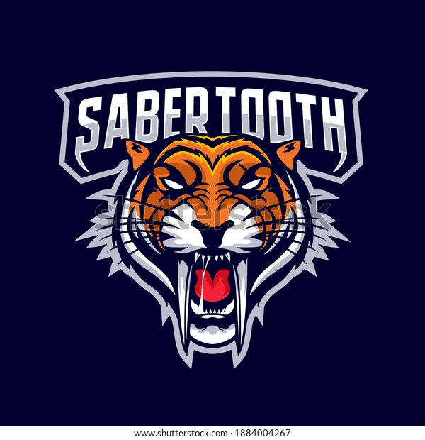 Saber Tooth Tiger Head Mascot Logo Stock Vector (Royalty Free ...