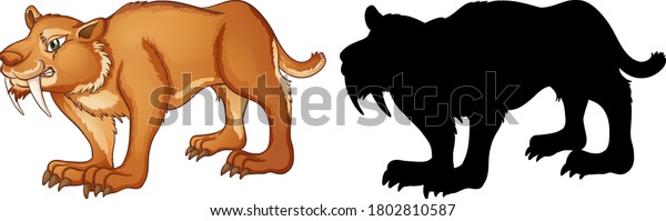 Sabertooth Characters Silhouette On White Background Stock Vector ...