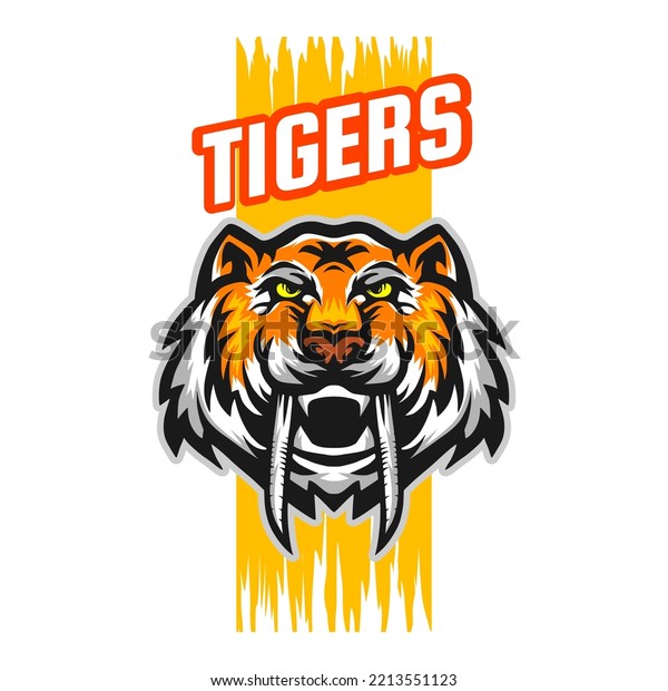 Sabertooth Tiger Head Mascot Logo Cartoon Stock Vector (Royalty Free ...