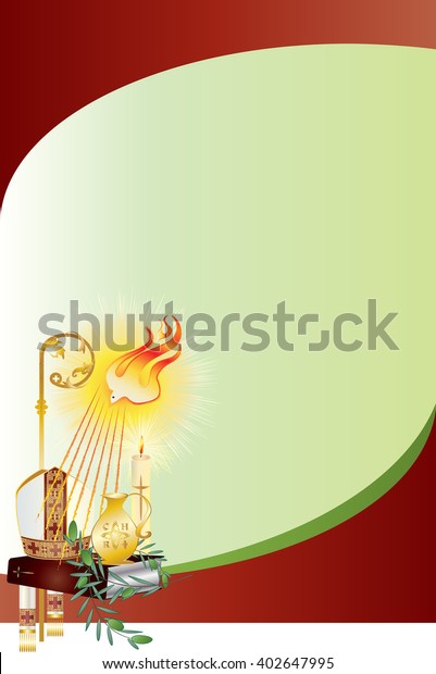 Sacrament of Confirmation, symbolic vector drawing illustration, with ...