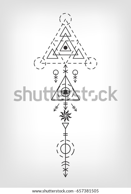Sacred Geometry Aztec Tattoo Sign Alchemy: เวกเตอร์สต็อก (ปลอดค่า ...