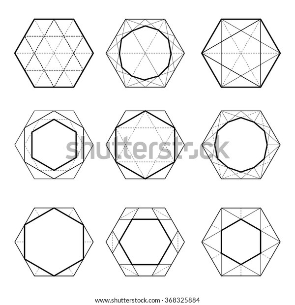Sacred Geometry Hexagons Dodecahedron Linear Design Stock Vector ...