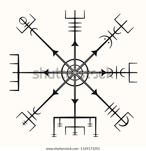 Sacred geometry. Galdrastaﬁr. Magic runic symbols that appeared in the ...