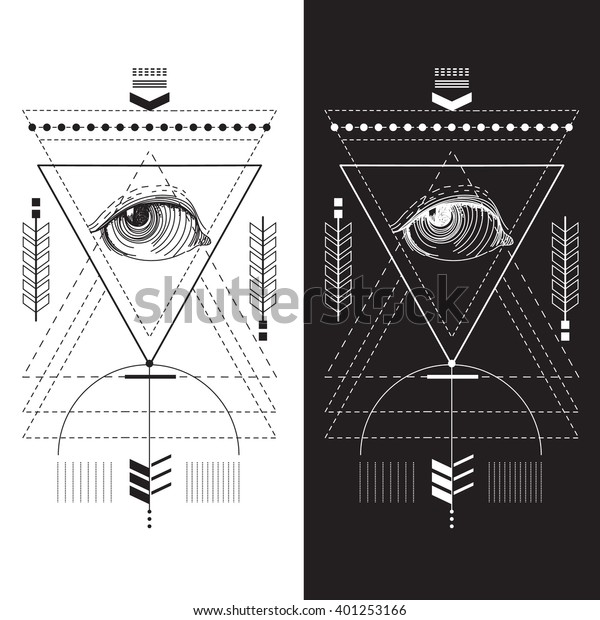 Sacred Geometry Magic Totem Sacred Symbols: เวกเตอร์สต็อก (ปลอดค่า ...