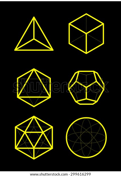 Sacred Geometry Platonic Solids Six Elements Stock Vector (Royalty Free) 299616299