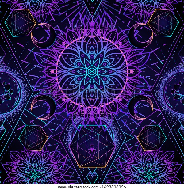 Sacred Geometry Seamless Pattern Hindu Symbols: Vector có sẵn (miễn phí ...