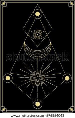 Sacred Geometry Symbol Including Moon Sun Stock Vector (Royalty Free ...
