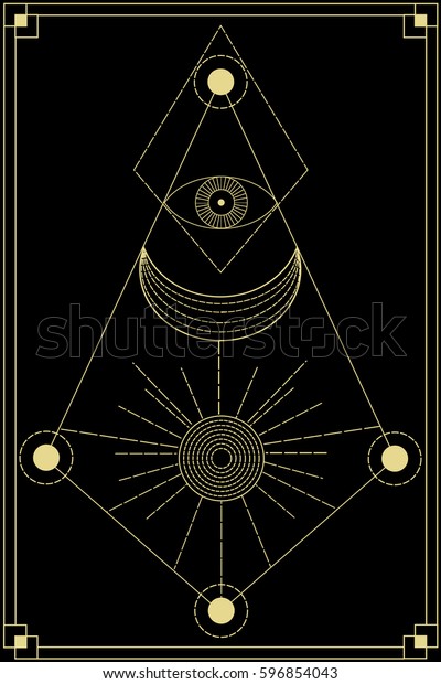 Sacred Geometry Symbol Including Moon Sun Stock Vector (Royalty Free ...