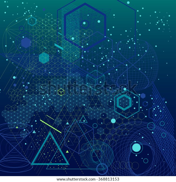Heilige Geometriesymbole und -hintergrund. Kosmisches, Universum ...