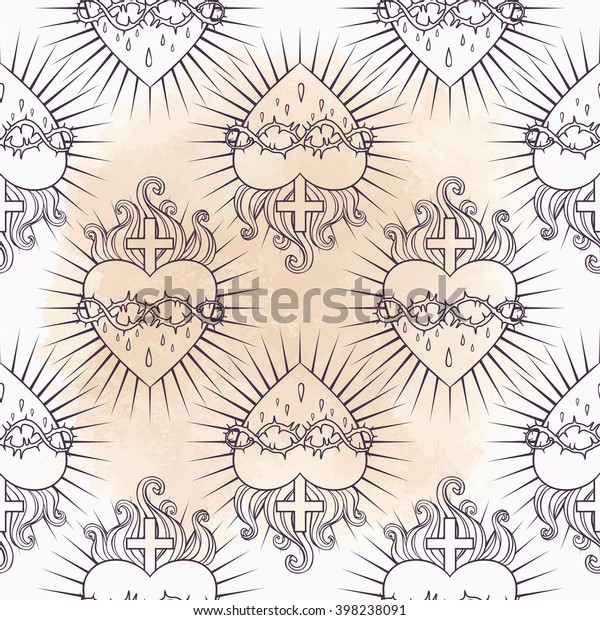 Sacred Heart Jesus Seamless Pattern Vector Stock Vector (Royalty Free ...