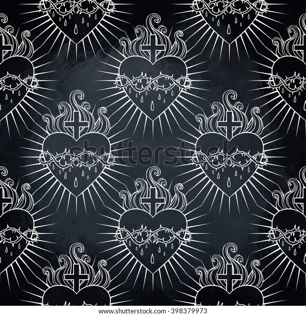 Sacred Heart Jesus Seamless Pattern Vector Stock Vector (Royalty Free ...
