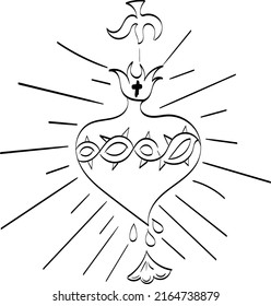 Sacred Heart Jesus Vector Illustration Drawing Stock Vector (Royalty ...