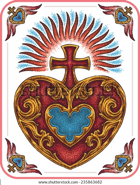 Sacred Heart Made Dotted Line Technique Stock Vector (Royalty Free ...