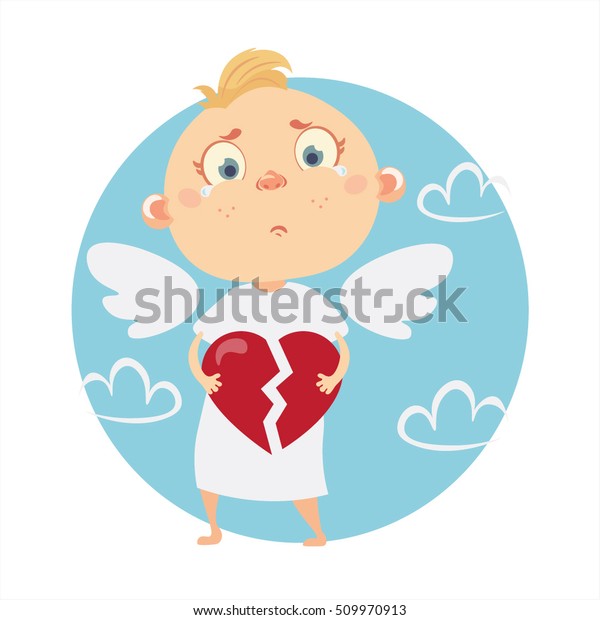 Sad Angel Small Heart Stock Vector (Royalty Free) 509970913 | Shutterstock