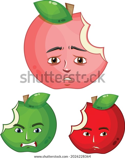 Sad Apple Cartoon Vector Art Illustration Stock Vector (Royalty Free ...