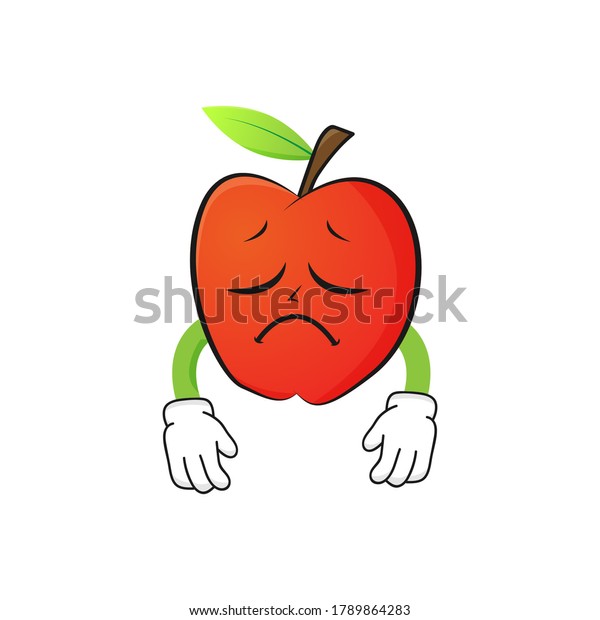 Sad Apple Character On White Background Stock Vector (Royalty Free ...