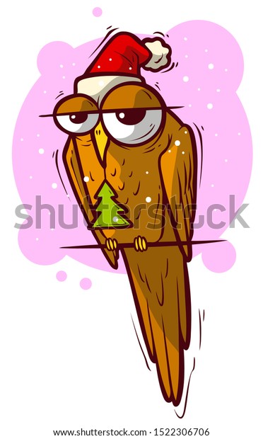 Sad Bird Christmas Hat Tree Beak Stock Vector (Royalty Free) 1522306706 ...