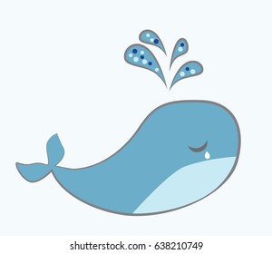 Sad Blue Whale Crying Simple Illustration: เวกเตอร์สต็อก (ปลอดค่า ...