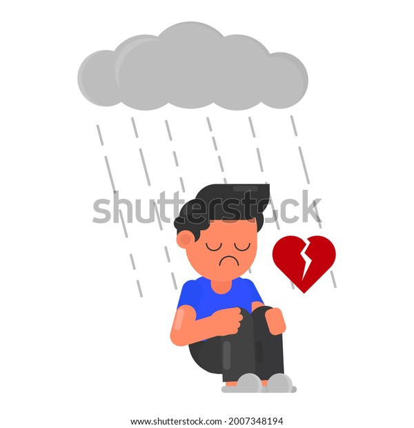 Sad Boy Broken Heart Icon Illustration Stock Vector (Royalty Free ...