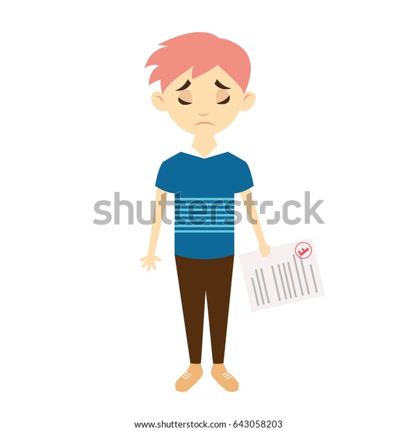 Sad Boy Holding Test Paper Bad Stock Vector (Royalty Free) 643058203 ...