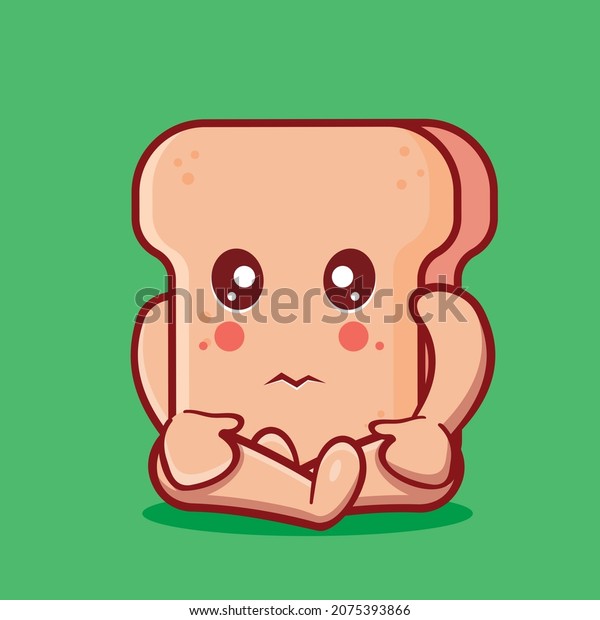 Sad Bread Food Mascot Isolated Cartoon Stock Vector (Royalty Free ...
