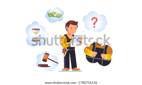 Sad Broken Contractor Worker Man Legal Stock Vector (Royalty Free ...