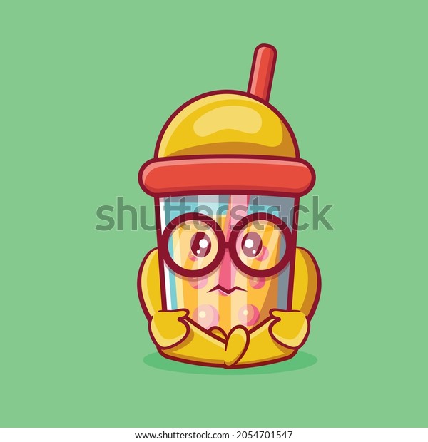Sad Bubble Tea Drink Mascot Isolated Stock Vector (Royalty Free ...